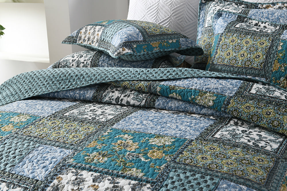 100% Cotton Patchwork Coverlet Set - Lafite – coverlet heaven