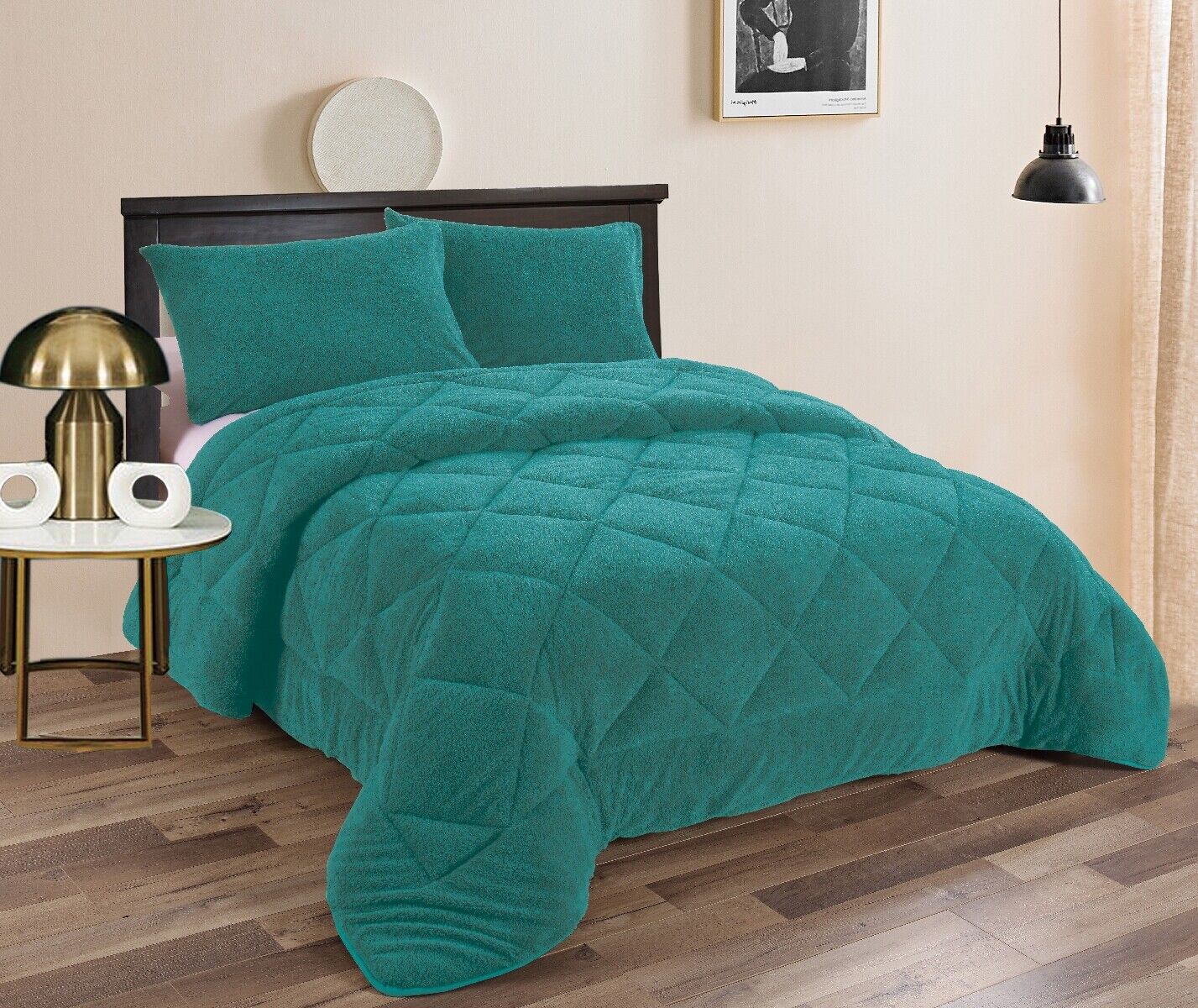 3 Piece Fleece Comforter Set Teal – coverlet heaven