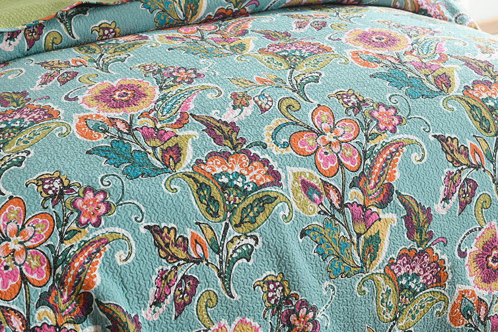 100% Cotton Quilted Coverlet Set - Selma Flower – coverlet heaven