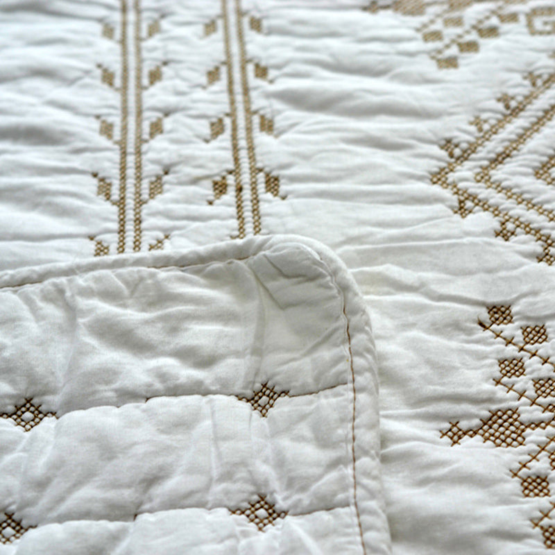 100% Cotton Patchwork Coverlet Set - White and Gold – coverlet heaven