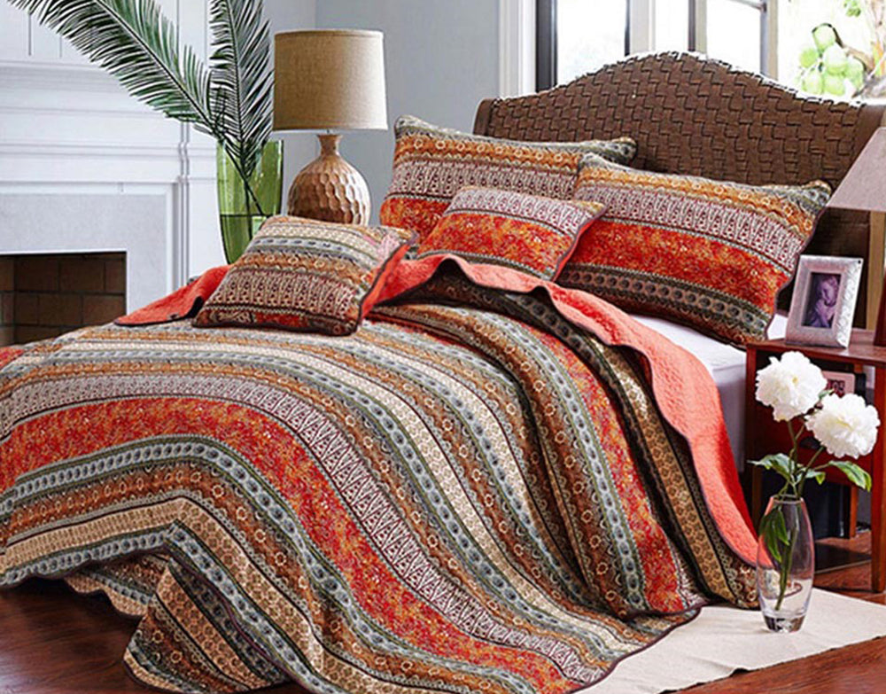 100% Cotton Patchwork Coverlet Set - Red – coverlet heaven