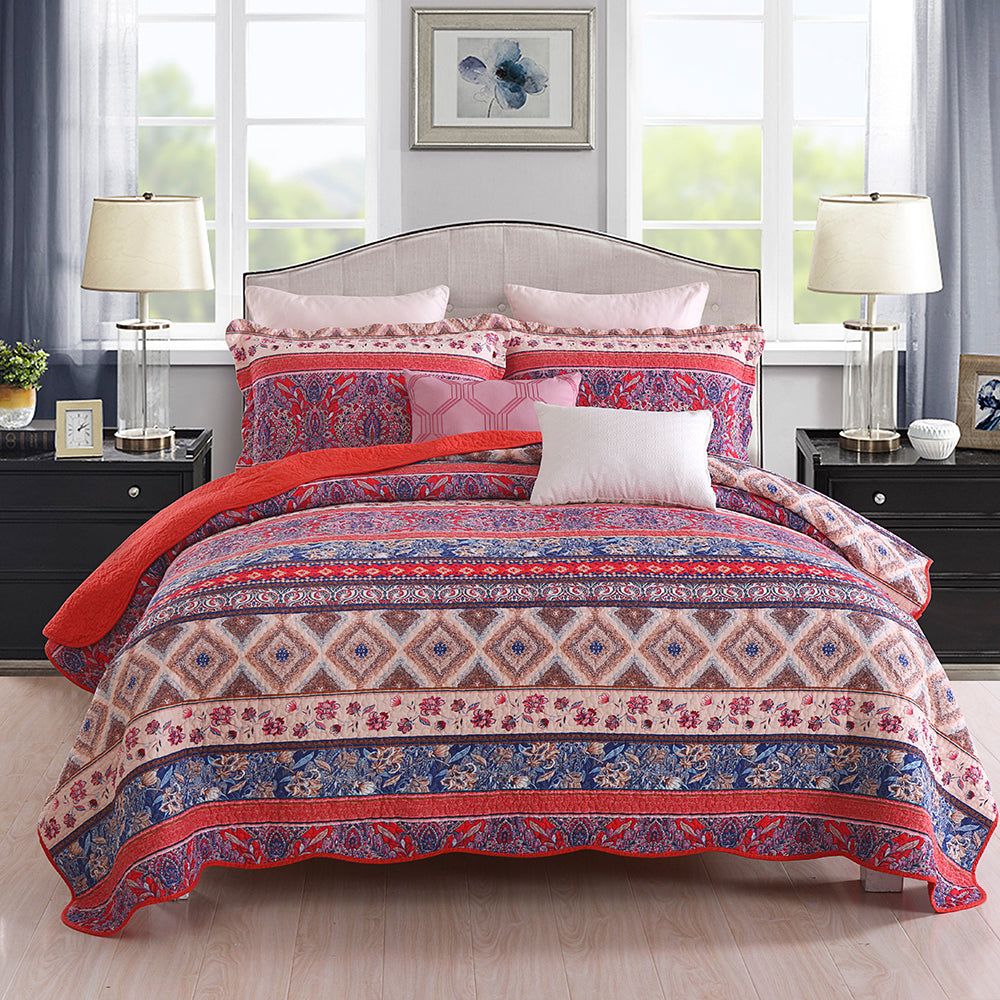100% Cotton Coverlet Set - Bohemian Red – coverlet heaven