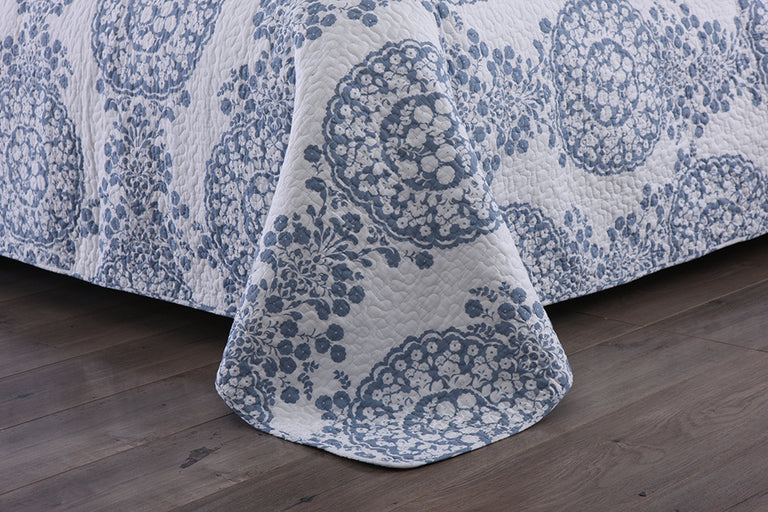 100% Cotton Quilted Coverlet Set - Kavana Blue – coverlet heaven