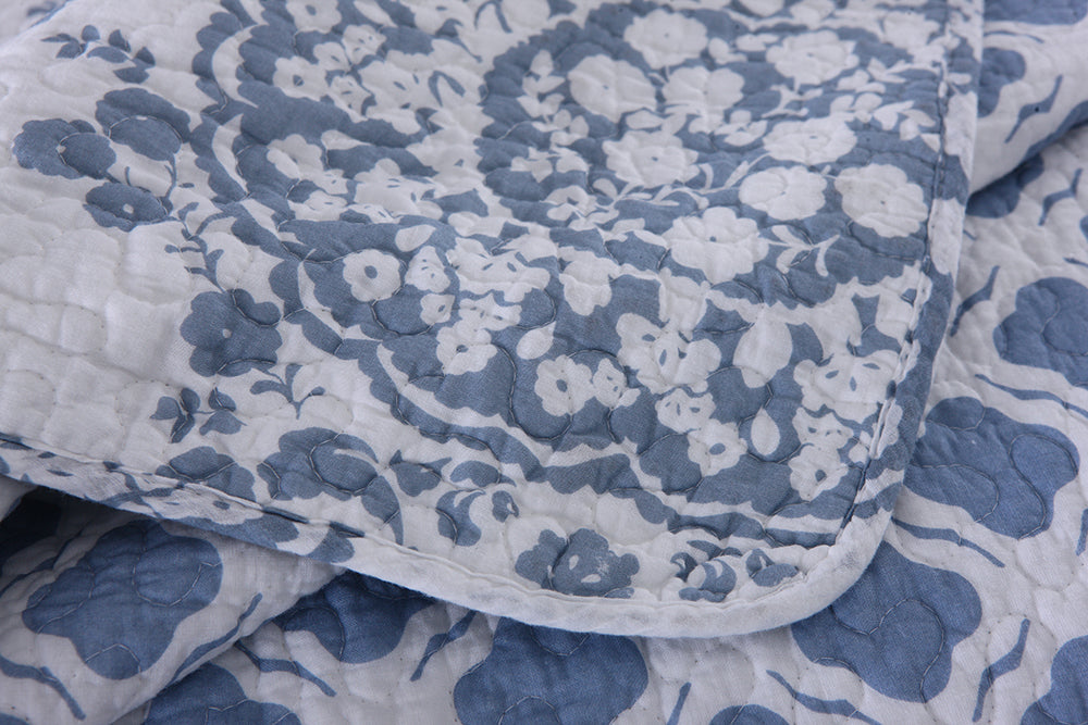 100% Cotton Quilted Coverlet Set - Kavana Blue – coverlet heaven