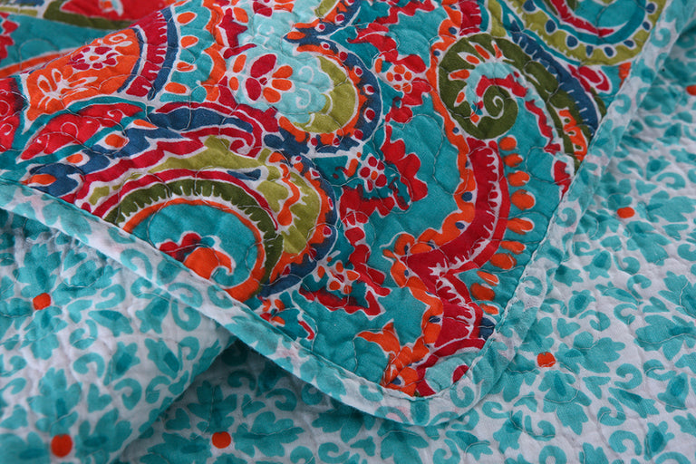 100% Cotton Quilted Coverlet Set - Bright Colours – coverlet heaven