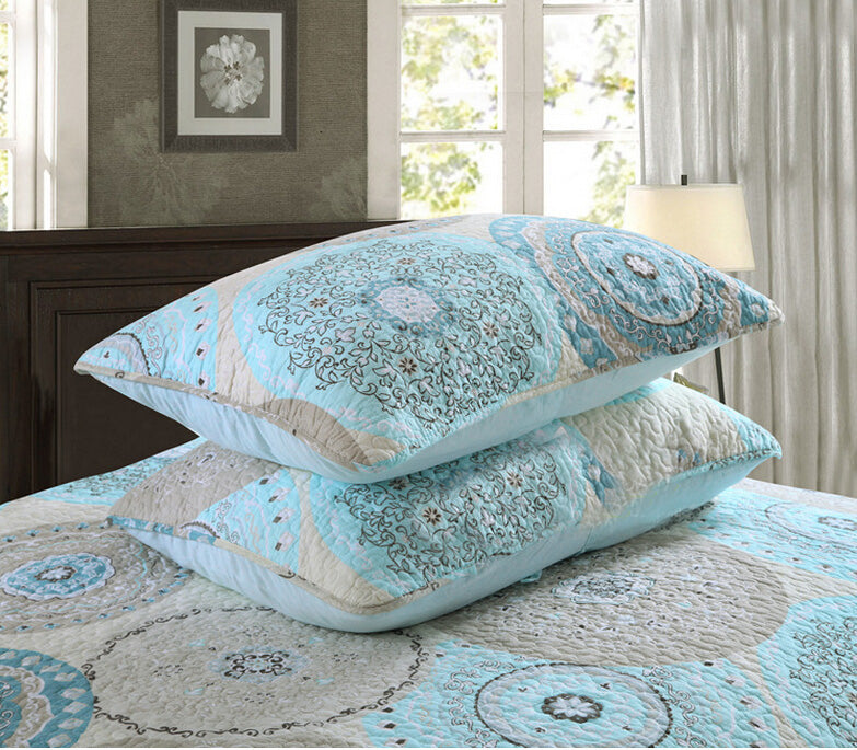 100% Cotton Patchwork Coverlet Set - Blue Circle – coverlet heaven