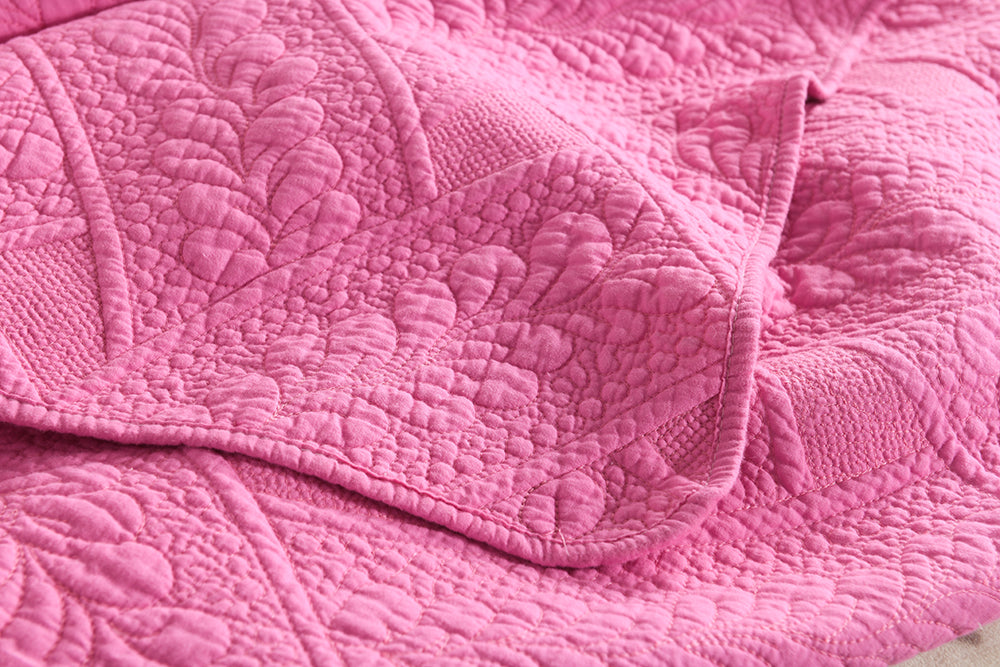 100% Cotton Patchwork Coverlet Set - Flora Hot Pink – coverlet heaven