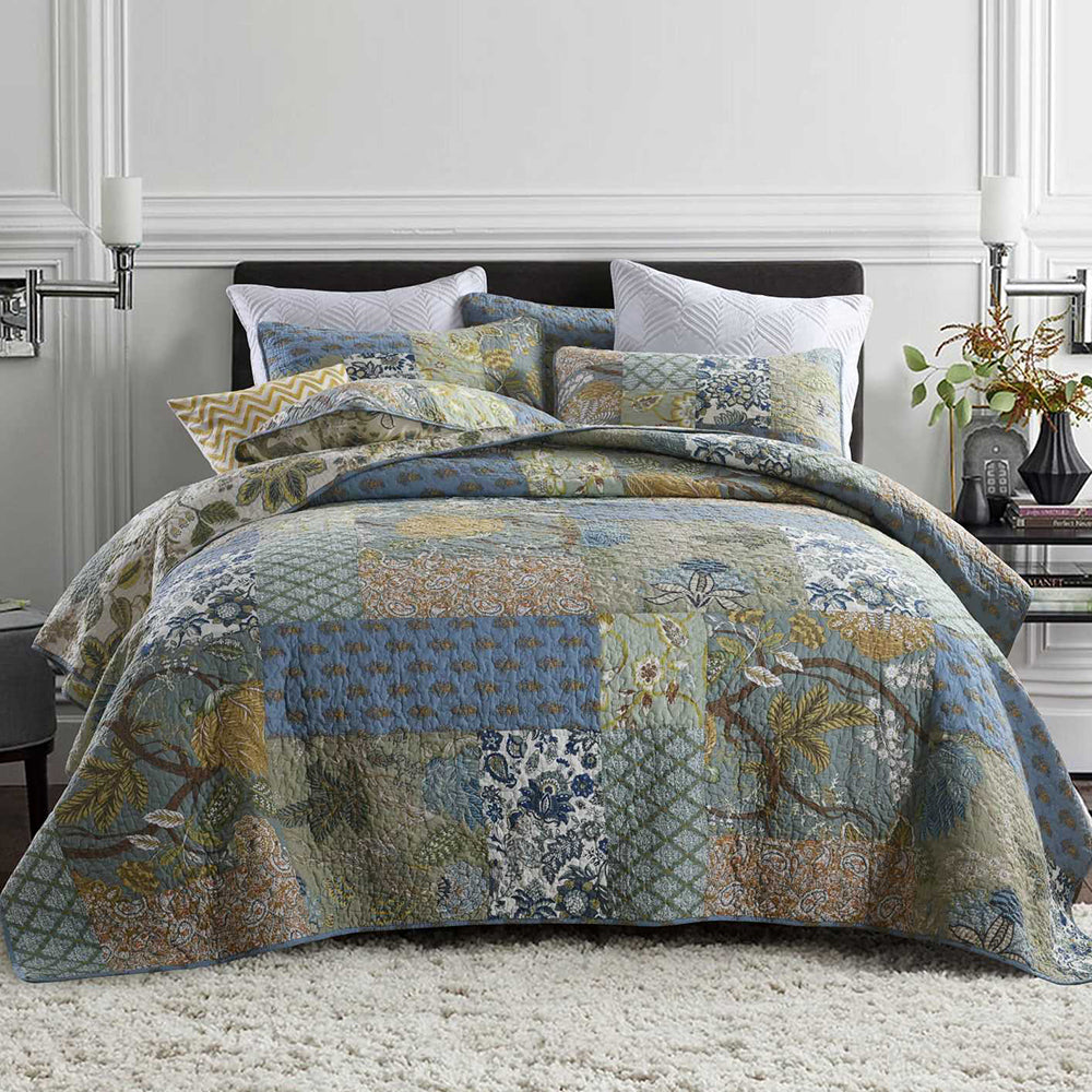 100% Cotton Patchwork Coverlet Set - Bushlands – coverlet heaven