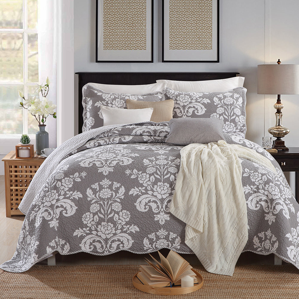 100% Cotton Patchwork Coverlet Set - Vase Grey – coverlet heaven