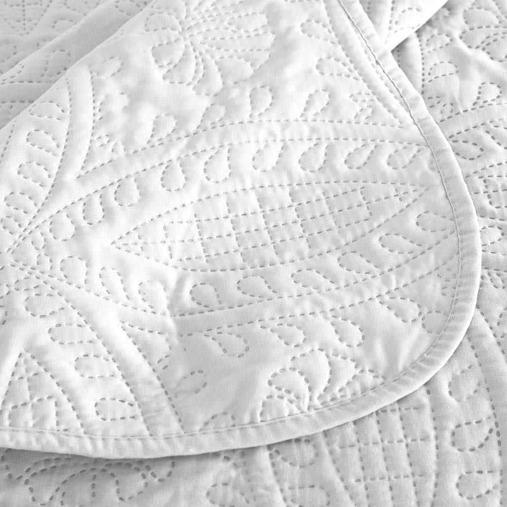 100% Premium Microfibre Embossed Coverlet Set – White – coverlet heaven